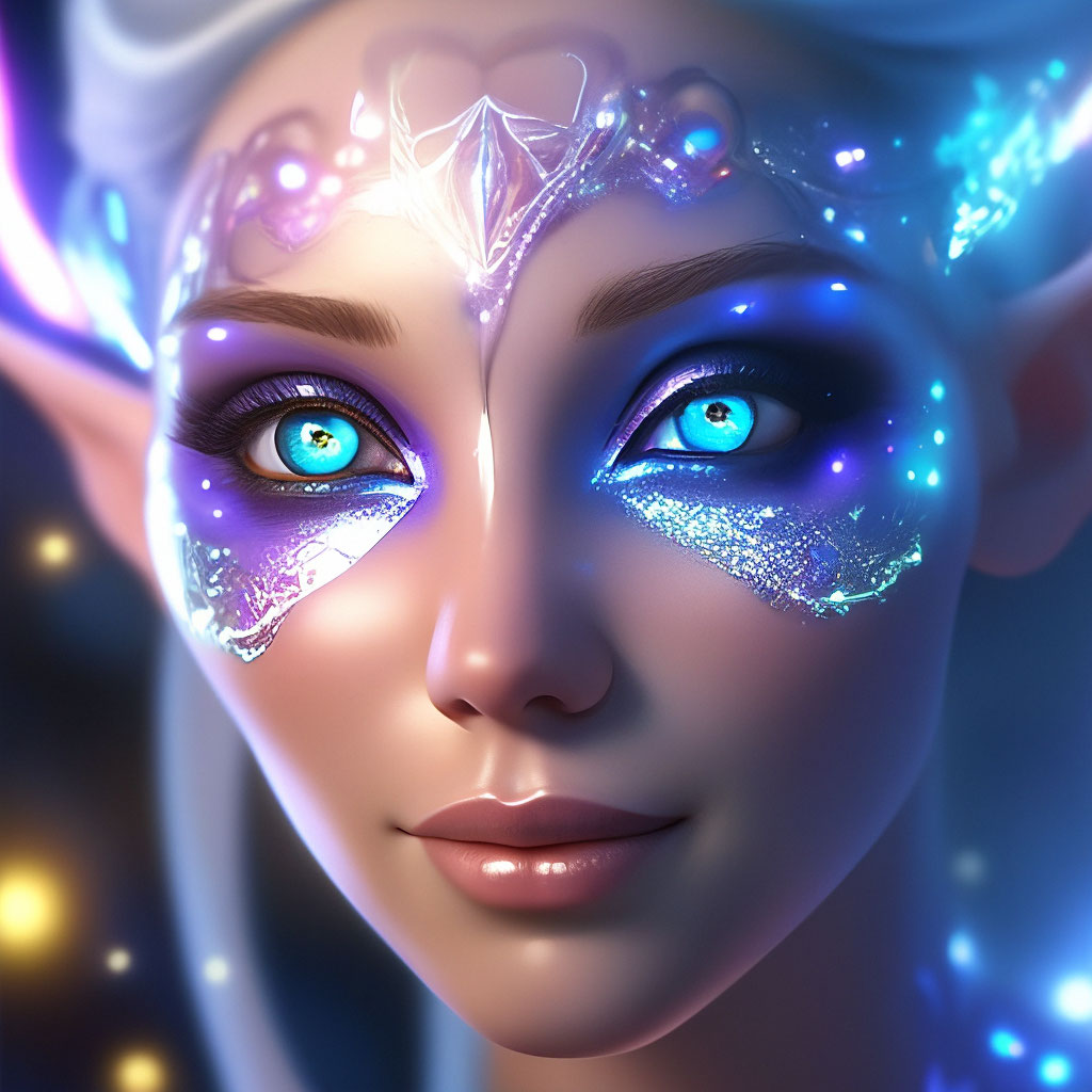 "Cosmic beautiful elf with eyes of different colors, sophisticated ...