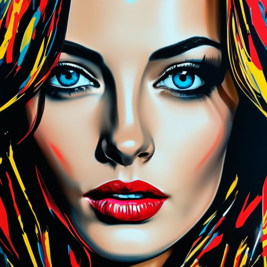 "Andy warhol style, pop art, girl,silkscreen, detailed study ...