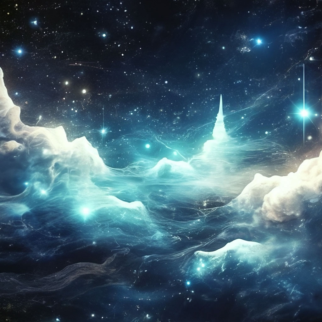 "Magical emptiness of the universe, white mystical dust - smoke, astral ...