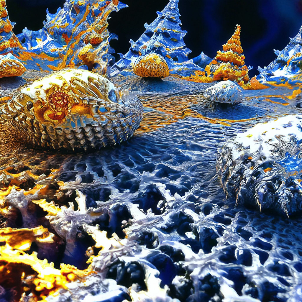 "Super-hyperrealistic, fantastic, surreal image of Mandelbrot fractals ...