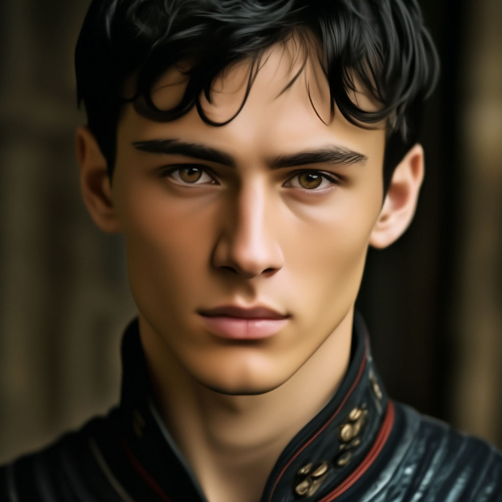 "The young man is a dark-haired Tatar. thin, pronounced cheekbones ...