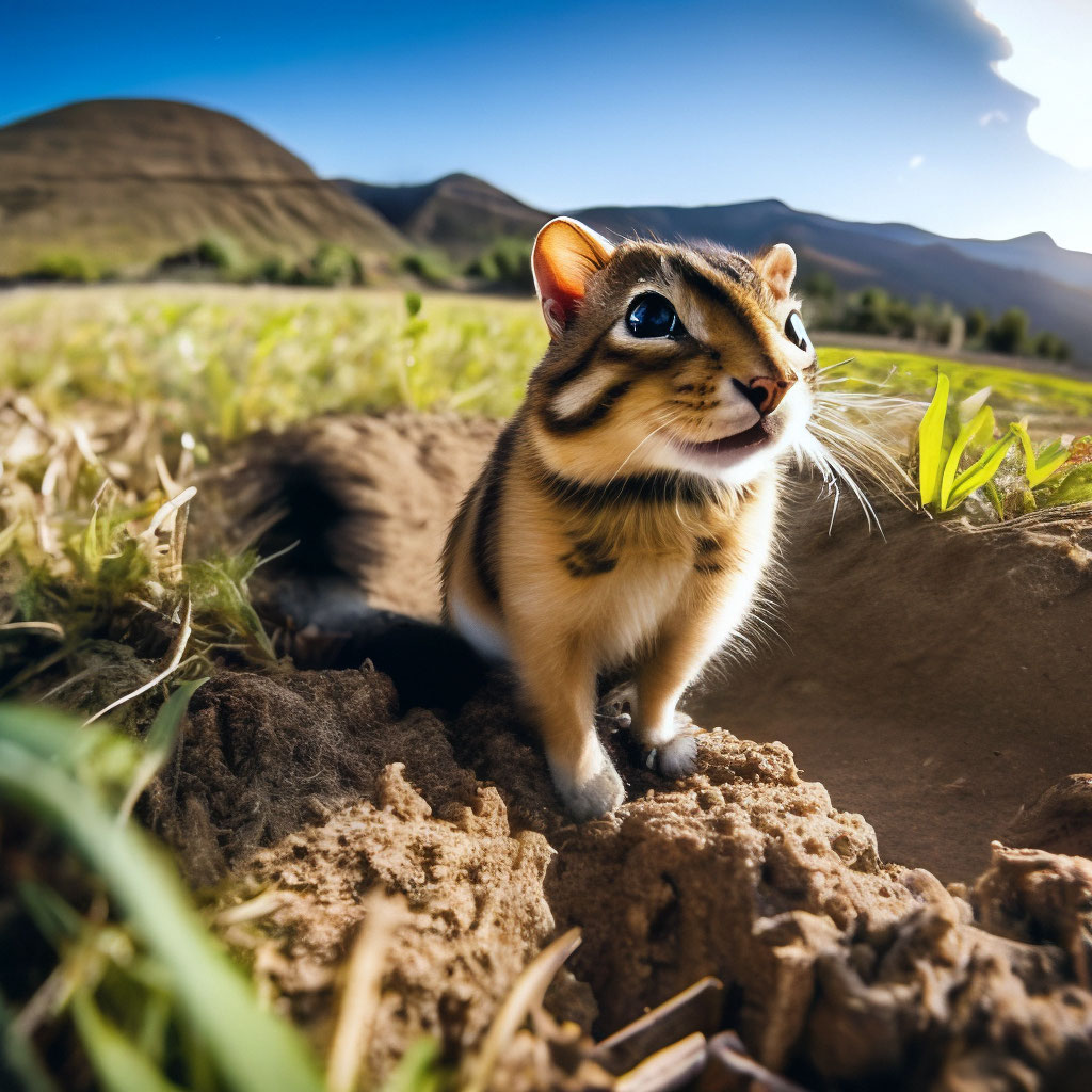 "A hybrid of a cat and a gopher, a symbiosis" — image created in Shedevrum