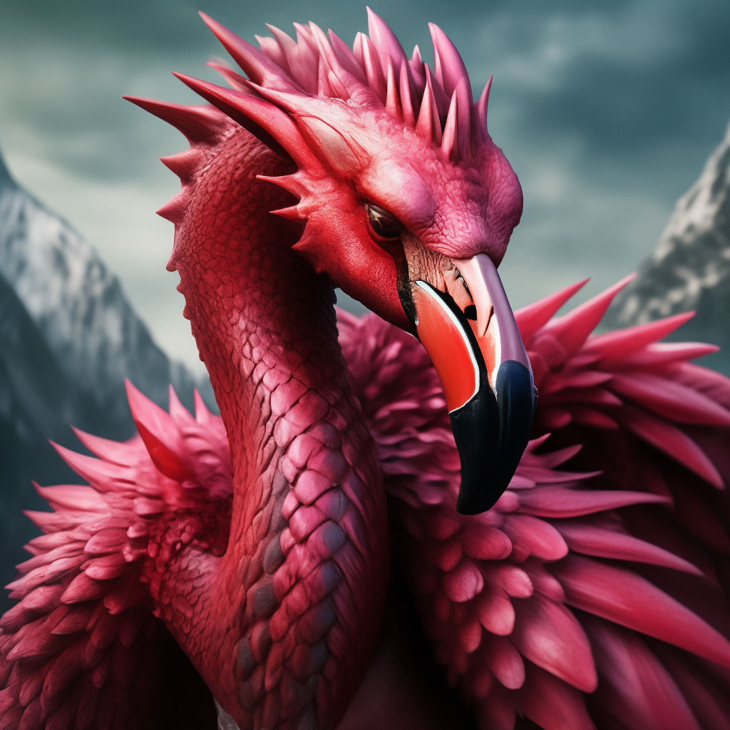 "Flamingo dragon" — image created in Shedevrum