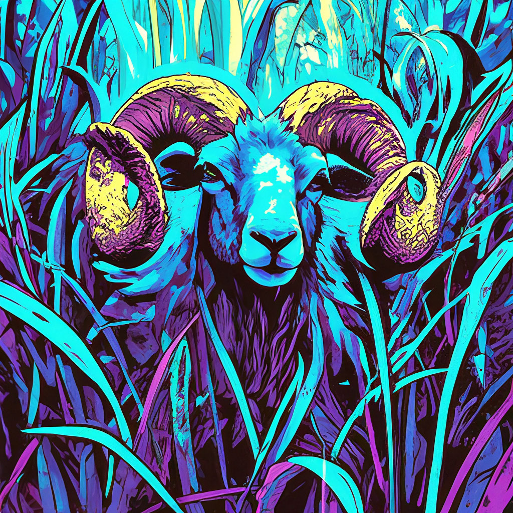 "Ram chewed grass horror, surrealism, mysterious, atmospheric, dark ...