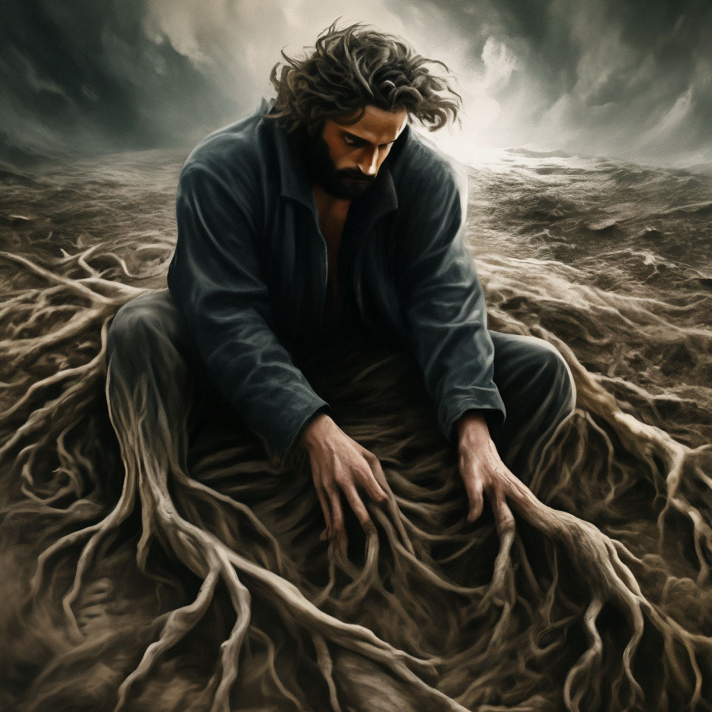 "Man has put down roots in the ground" — image created in Shedevrum