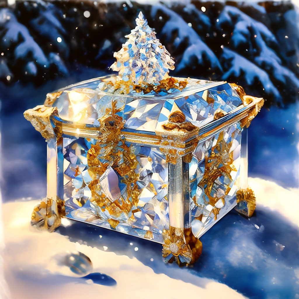 "A voluminous juicy watercolor with a drawing, a casket casket of a ...