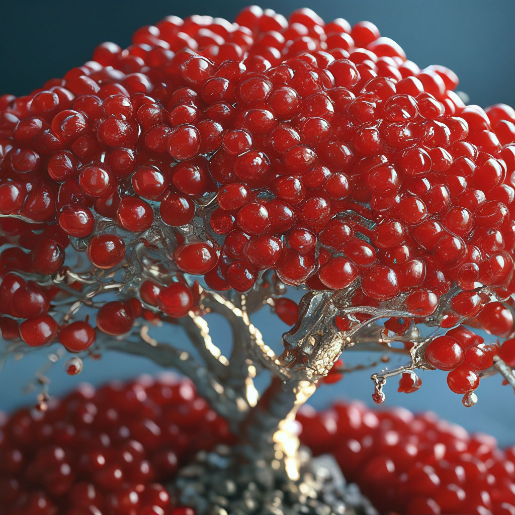 "Red caviar tree, realistic,pixel study, high detail, lots of details ...
