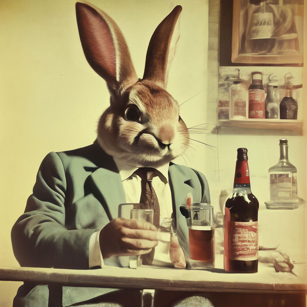 "Brother rabbit is an alcoholic" — image created in Shedevrum