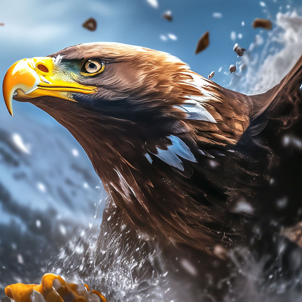 "The eagle falls like a stone down realistically, 4k, professional ...