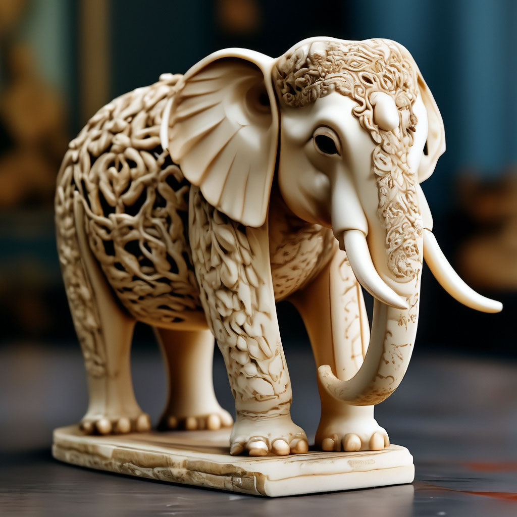 "Elephant, an ivory figurine" — image created in Shedevrum