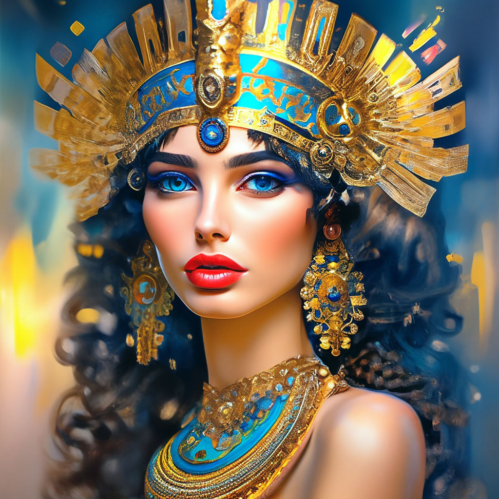 "Fantasy ,beauty+cleopatra,eyelashes,bright,plump lips,watercolor ...