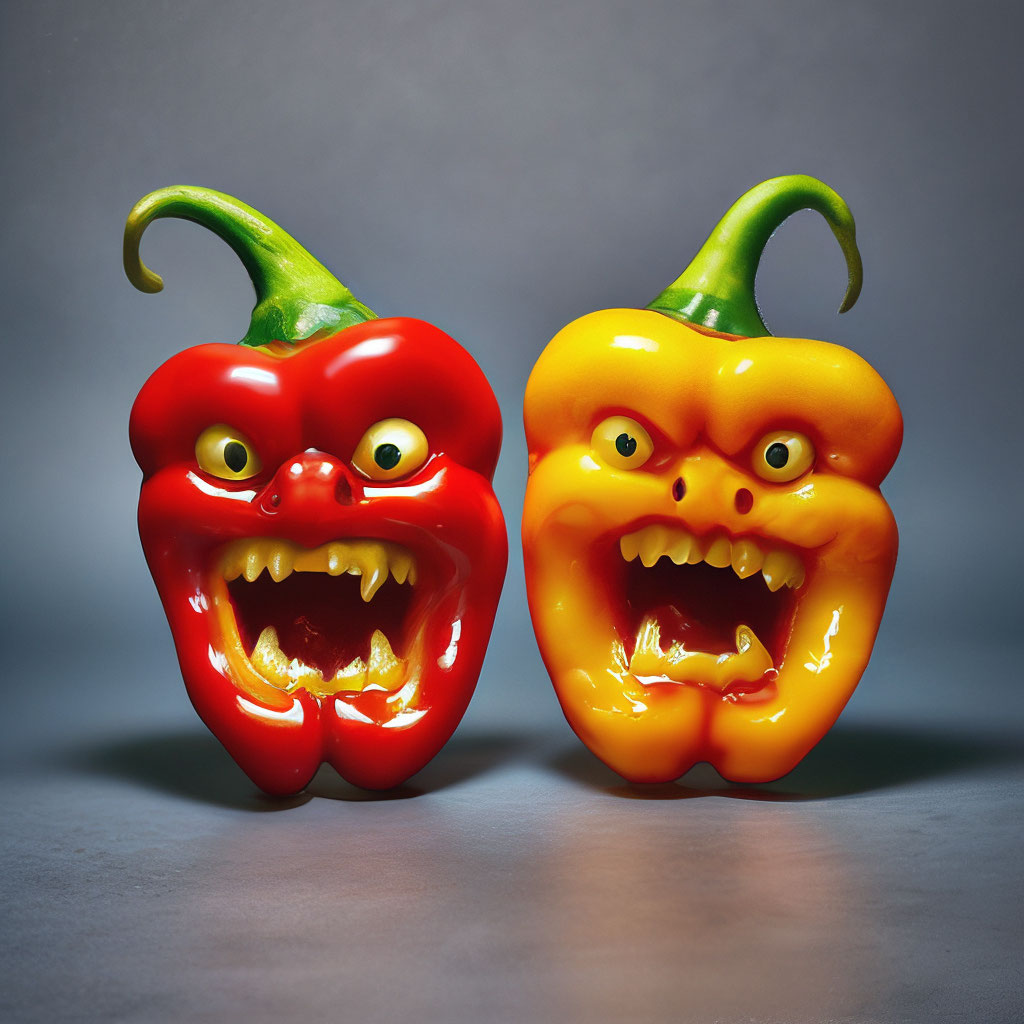 "Two hot peppers with a furious face" — image created in Shedevrum