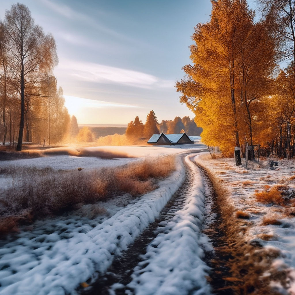 "A new autumn morning,the snow is already lying, aesthetically pleasing ...