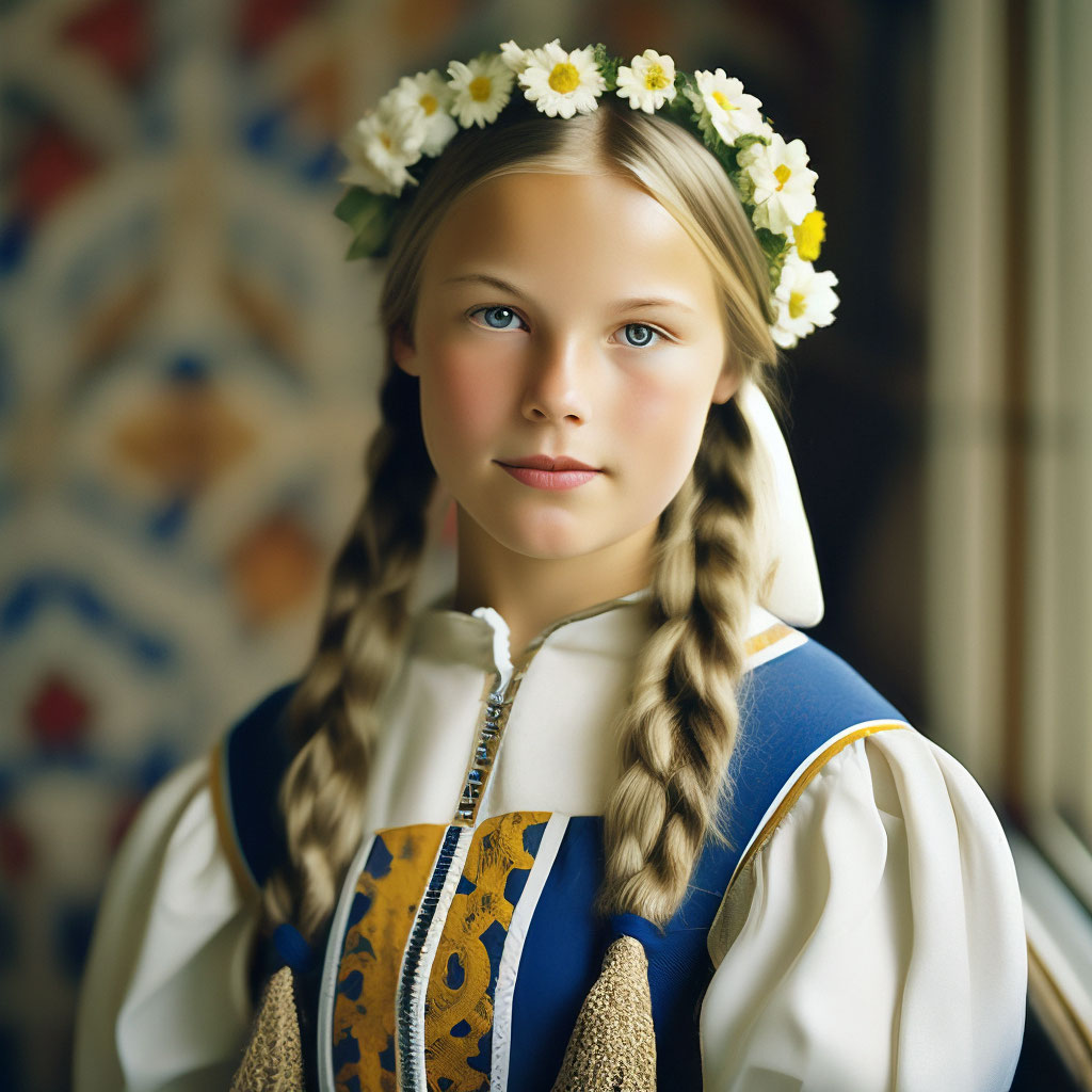 "Swedish girl in national costume" — image created in Shedevrum
