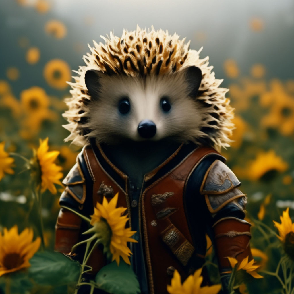 "Sunflower-hedgehog, fog, field of sunflowers, find a hedgehog, fog ...