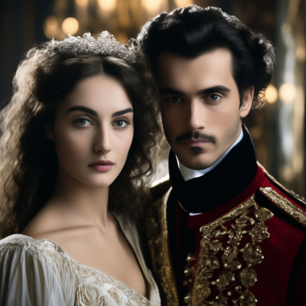 "Count de Nevers and Valentina Sanbri." — image created in Shedevrum