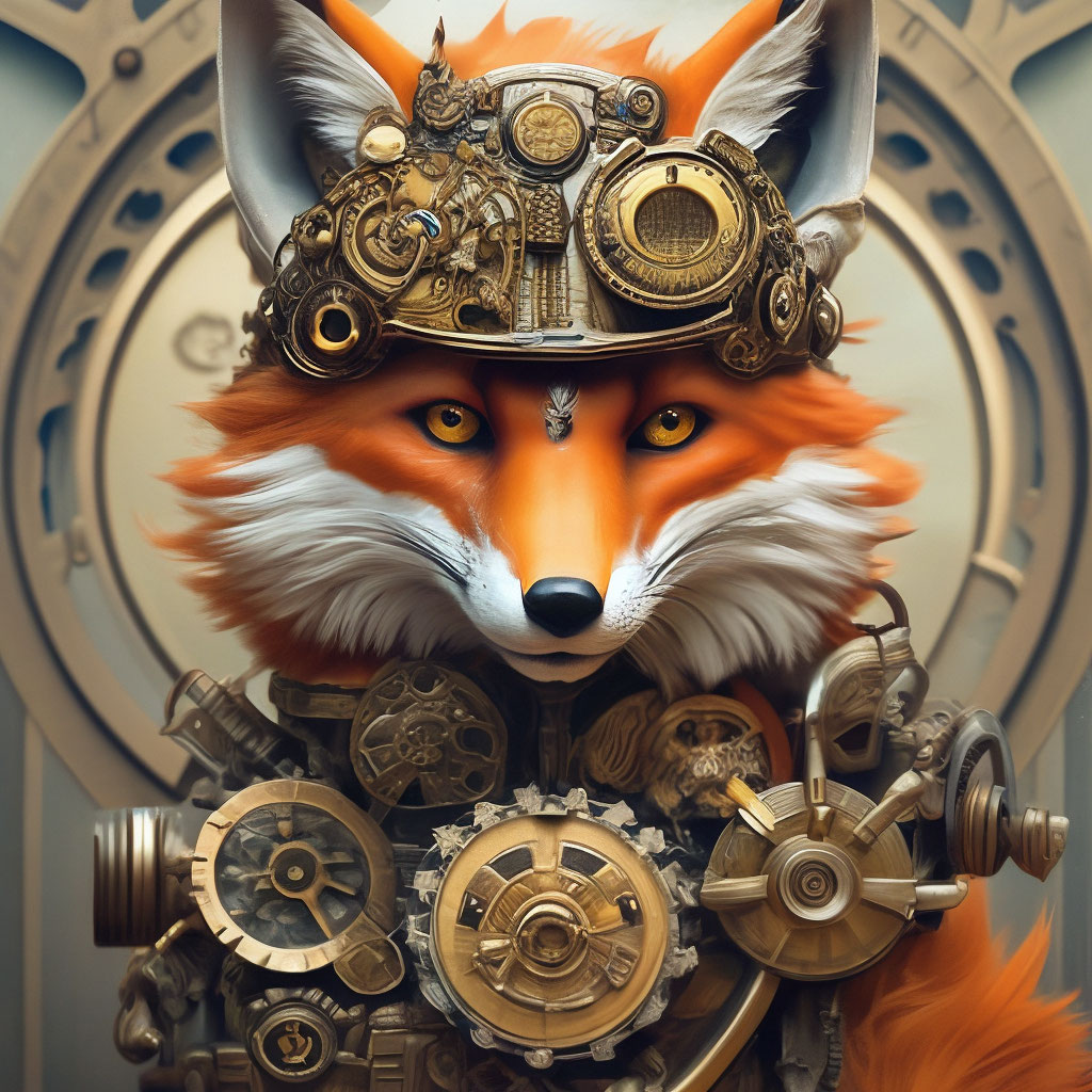 "A fox in steampunk style" — image created in Shedevrum