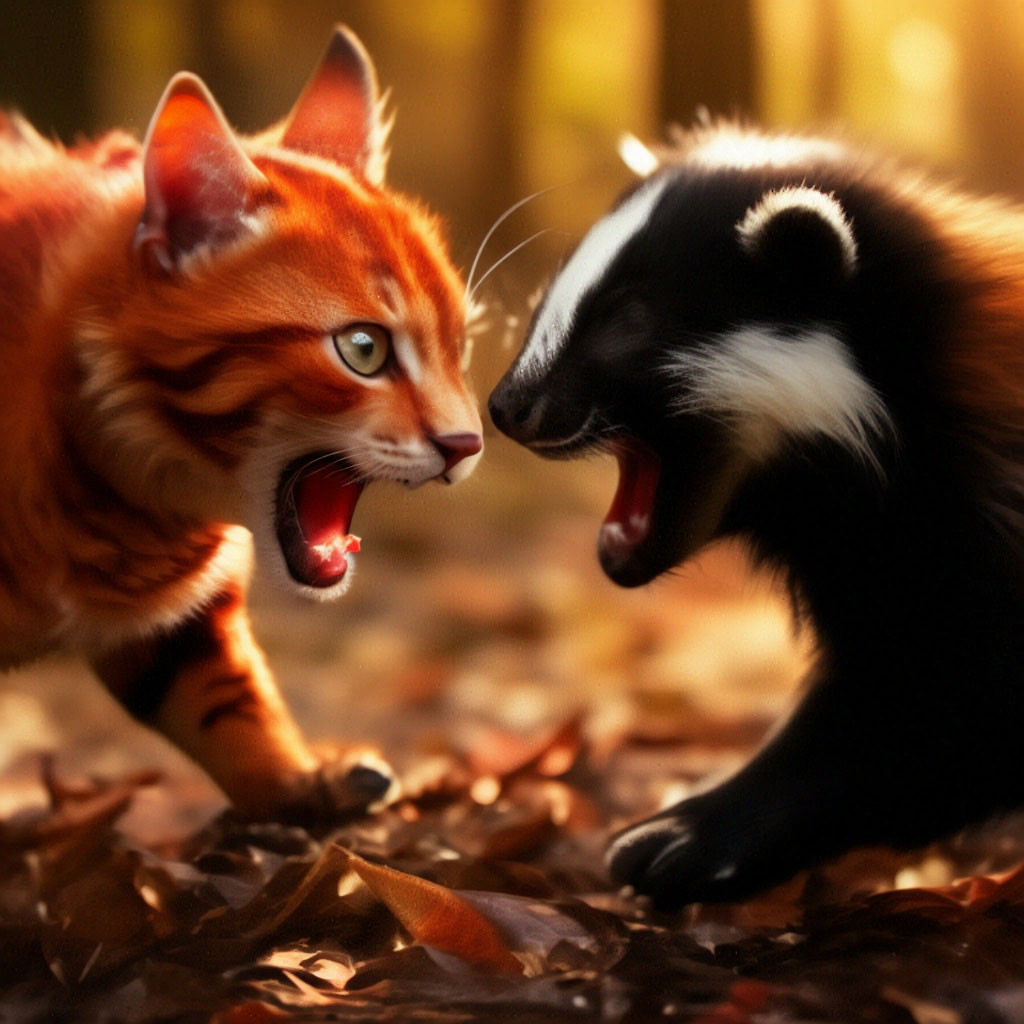 "Firepaw fighting a badger a red cat fights with a furious badger ...