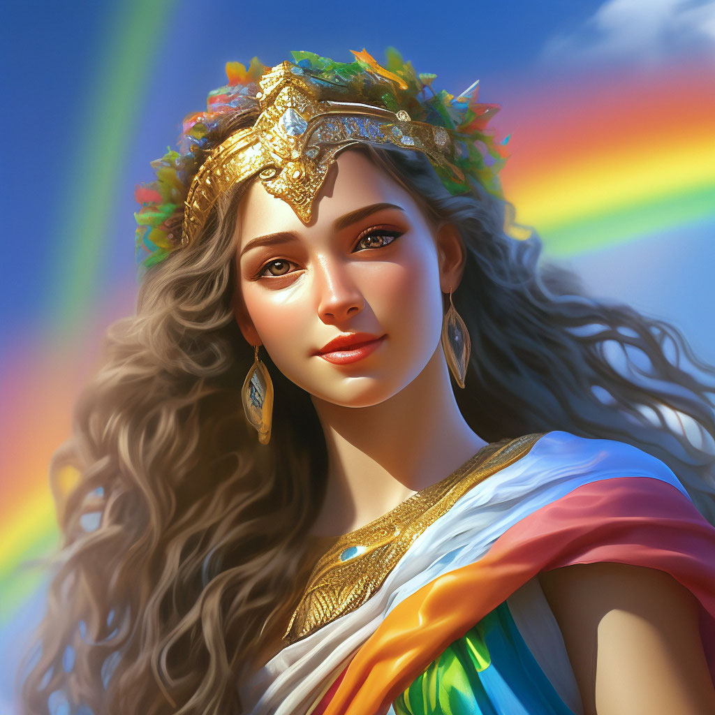 "Megarealistic, iris, ancient greek mythology, goddess of joy, rainbows ...
