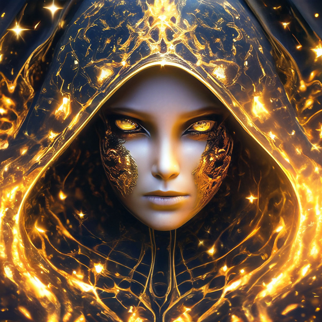 "A fractal of fire and stars, black emptiness and golden fiery burning ...