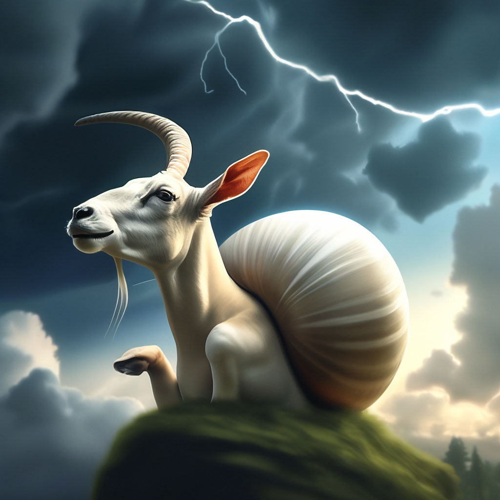 "No snail, no goat, it's not a thunderstorm in the sky" — image created ...