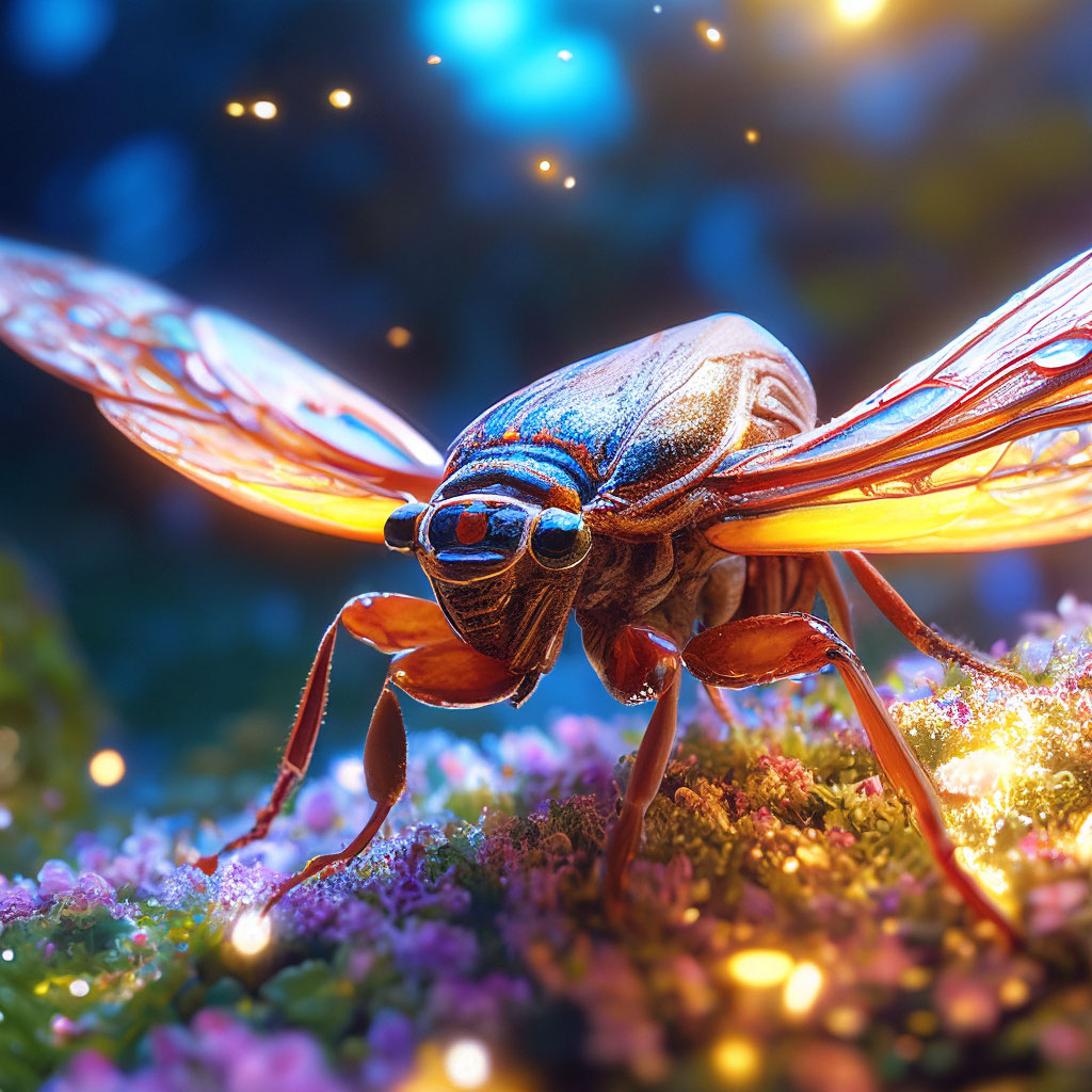 "Close-up cicada flight, hyperdetalization, macro,hyperrealistic ...