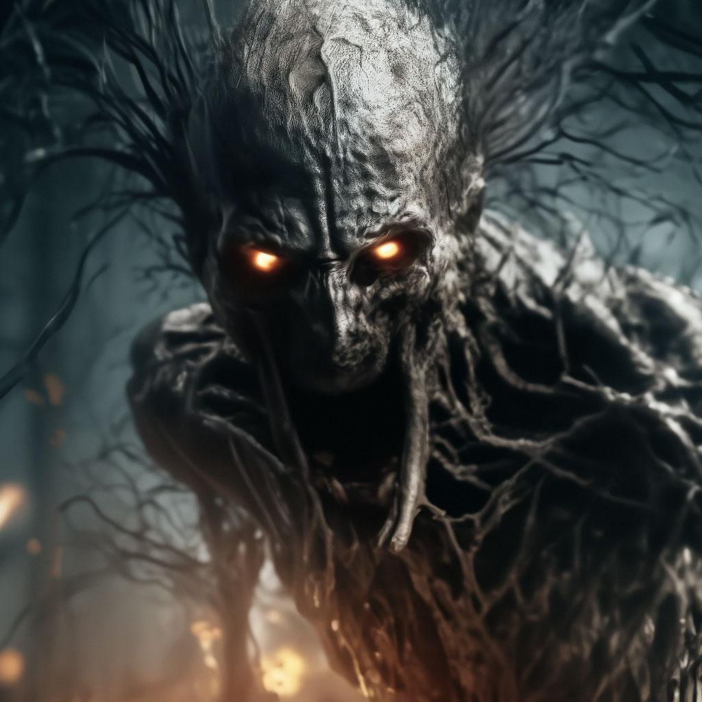 "Nightmarish creature horror, evil, gloomy, oppression, panic attack ...