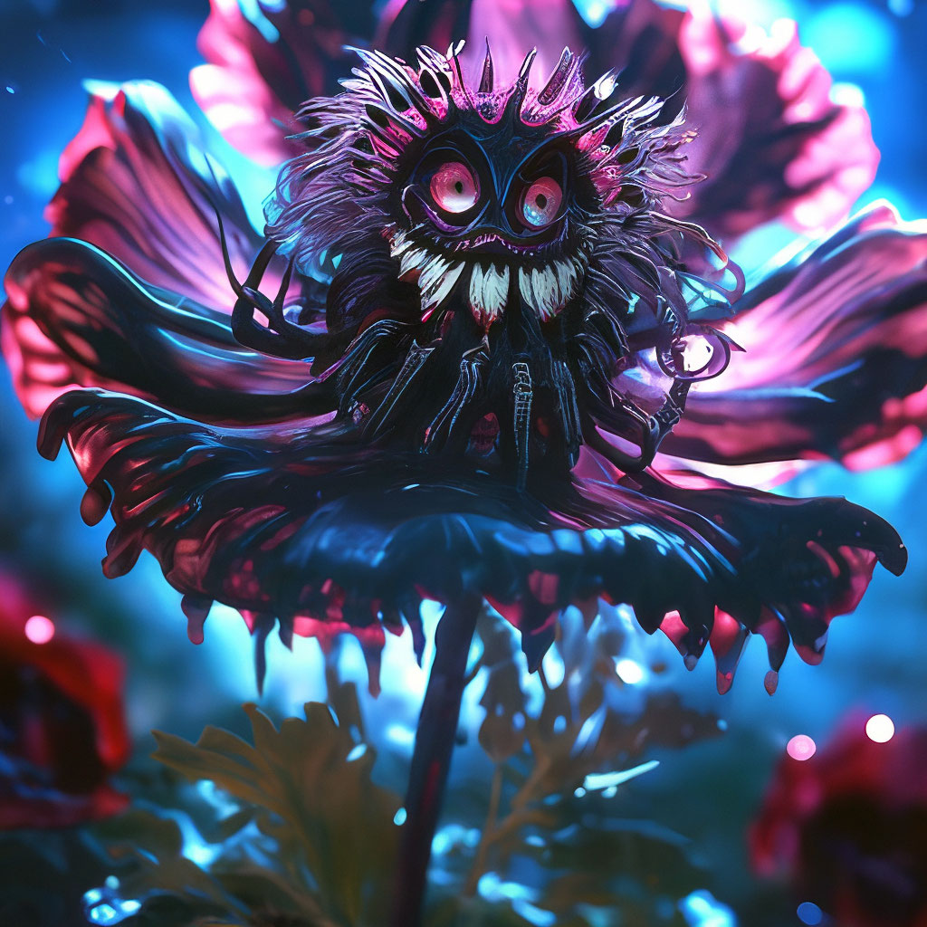 "🌺 horror, mysticism, gothic girl, huge black transparent poppies ...