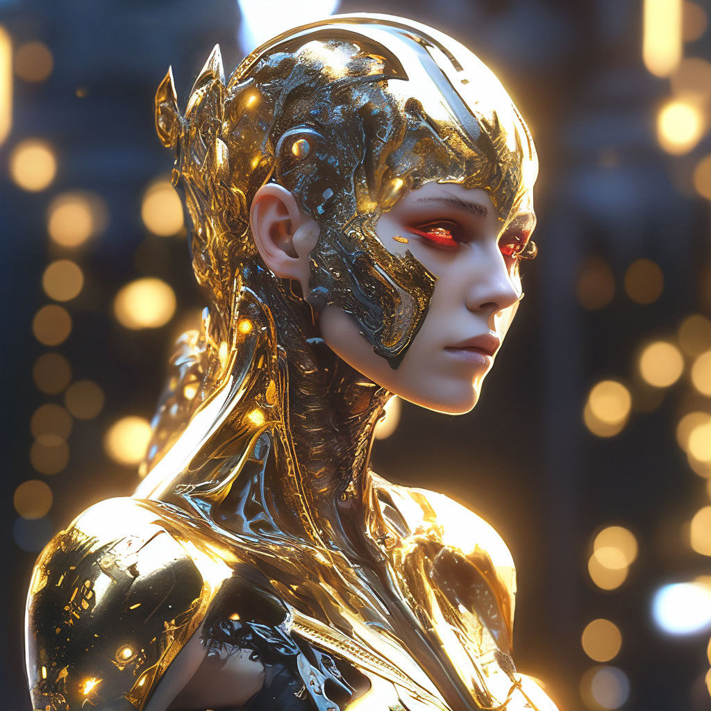 "Hyperrealism beautiful black and gold with bright eyes, obsidian ...