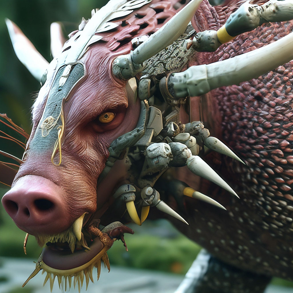 "Mutant hornet boar , detail, 32k" — image created in Shedevrum