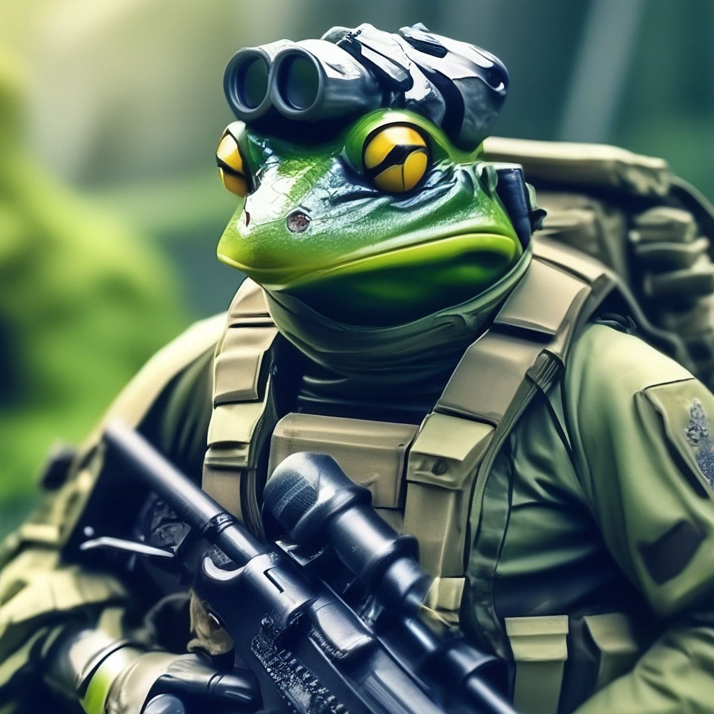 "Frog commando in equipment, aesthetically pleasing, beautiful ...