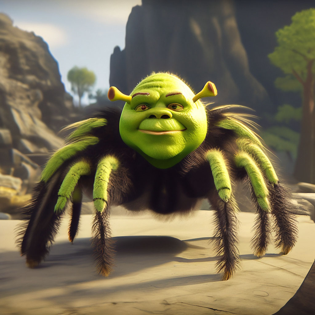 "Shrek the tarantula" — image created in Shedevrum