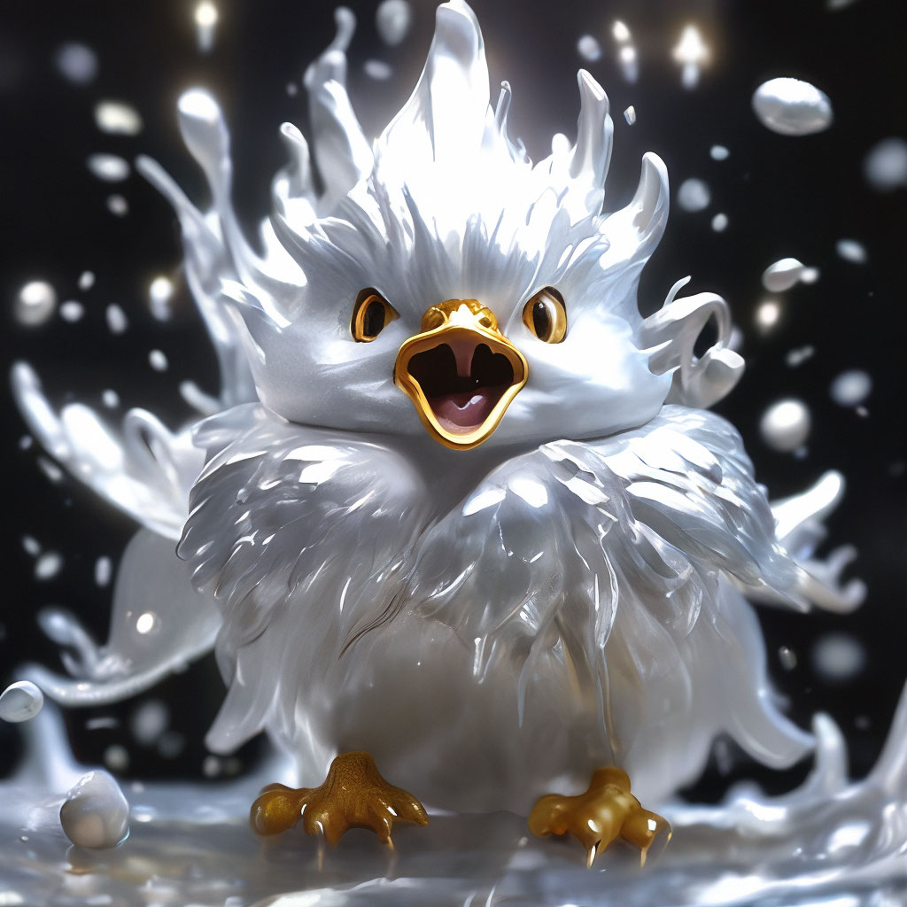 " Photorealism, palladium, melting effect, funny character is angry ...