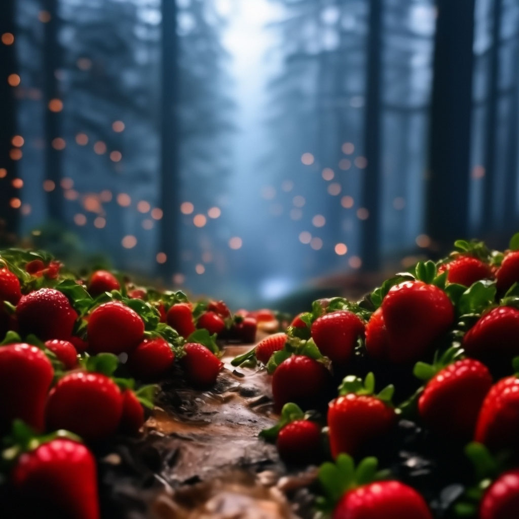 "Strawberry forest path in the background is New Year's Eve" — image ...