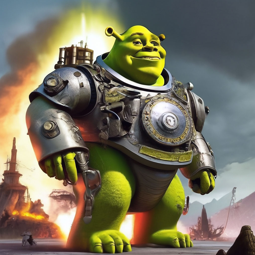 "Shrek is a nuclear warhead" — image created in Shedevrum
