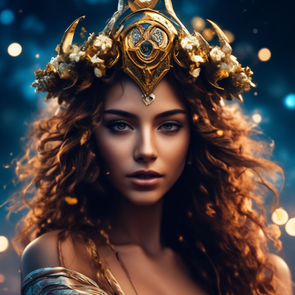 "The star sign of libra personified as a person, flower crown, royal ...