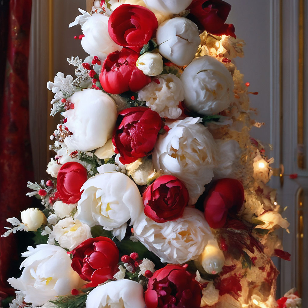 "New Year's mood white Christmas tree, decorated with lush luxurious ...