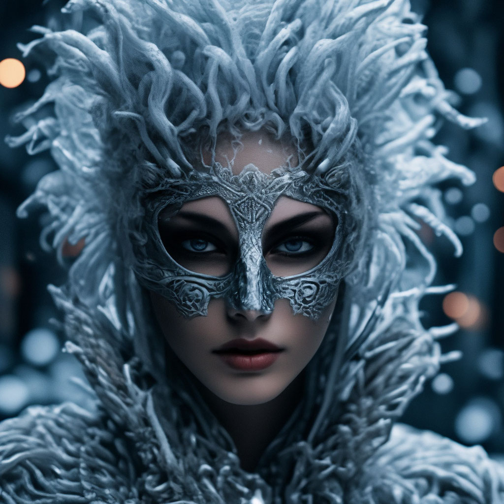 "Masquerade horror,necromancer, snow mask made of whirlwinds, artistic ...
