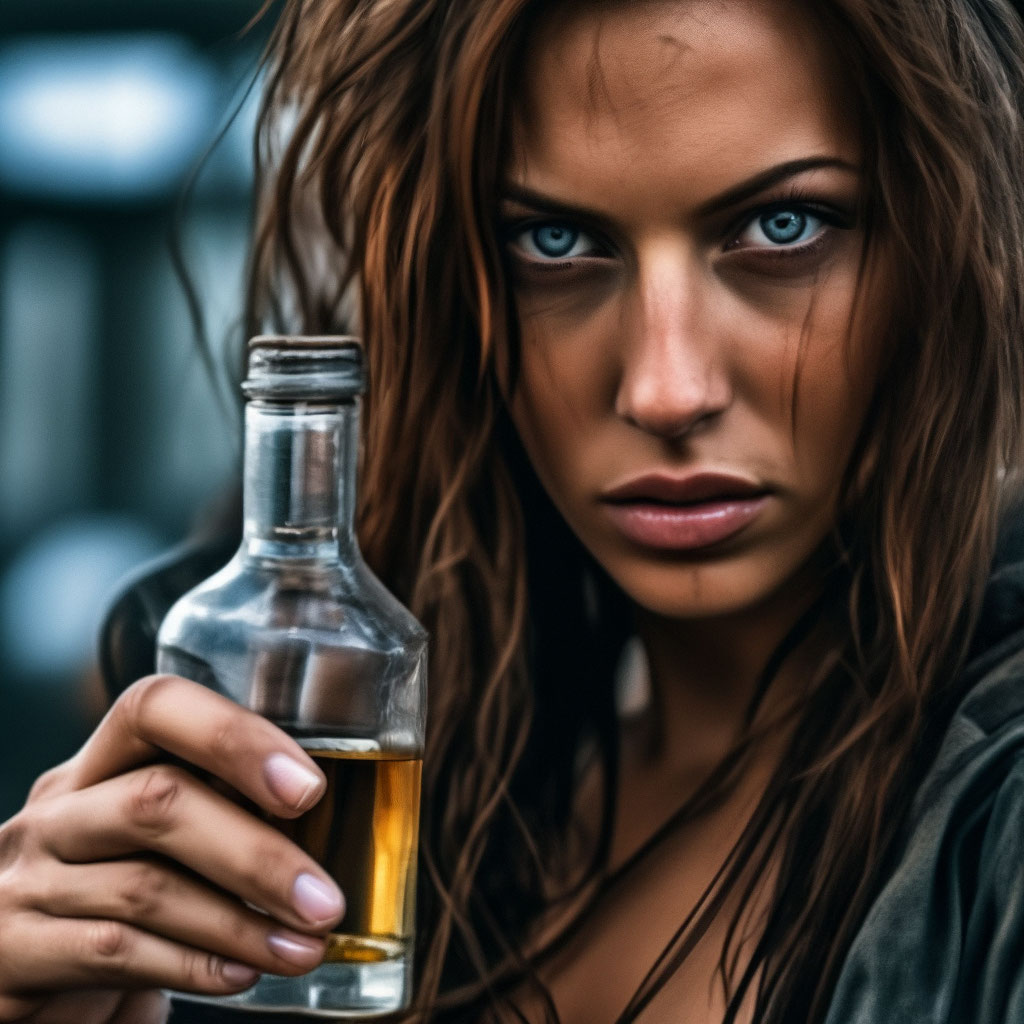 "Rum woman with vodka, professional photo, high resolution, high detail ...