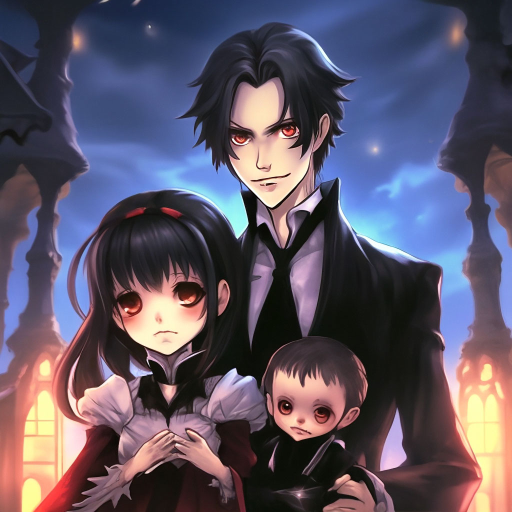 "The vampire and the baby vampire in the anime style," — image created ...