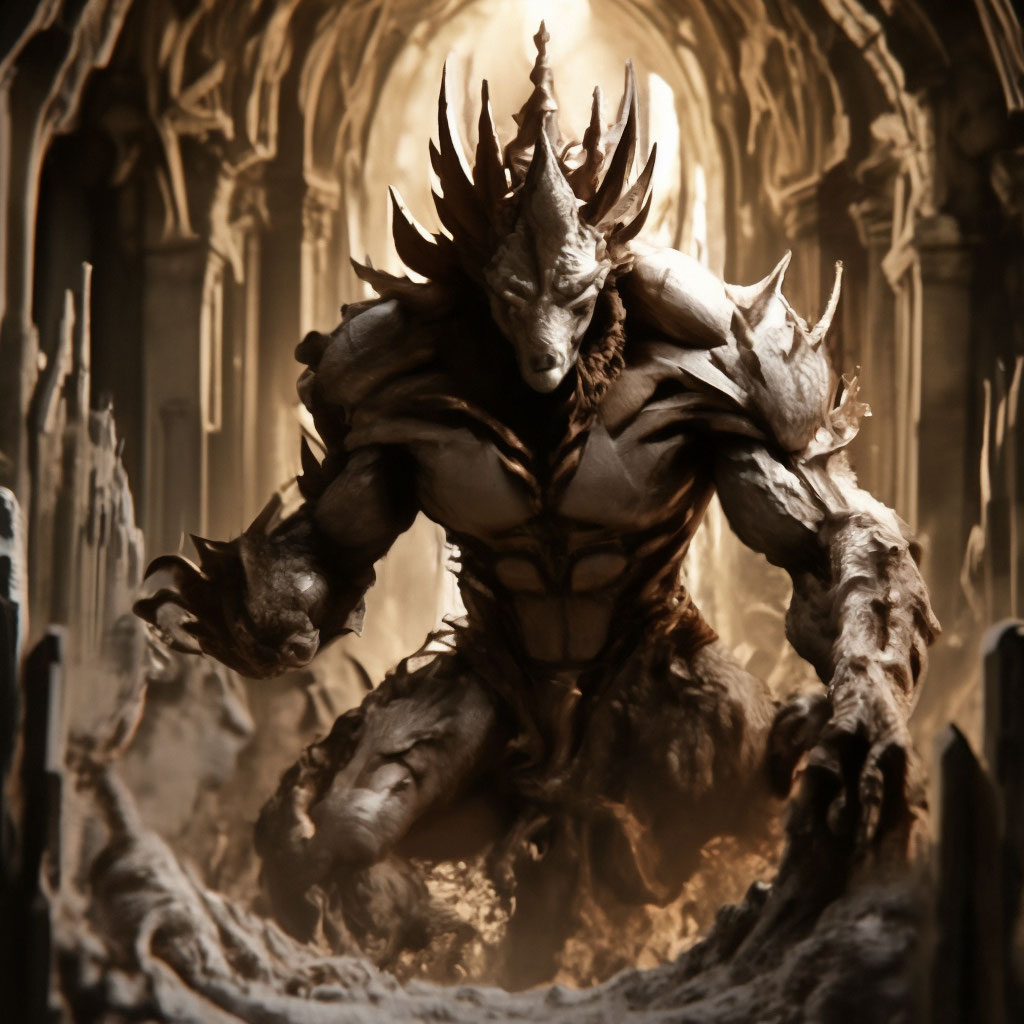 "The clay demon throws a lump of dark clay into a crystal castle ...