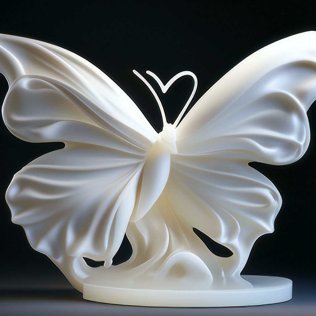 "Matte white sculpture in motion made of soft transparent wax ...