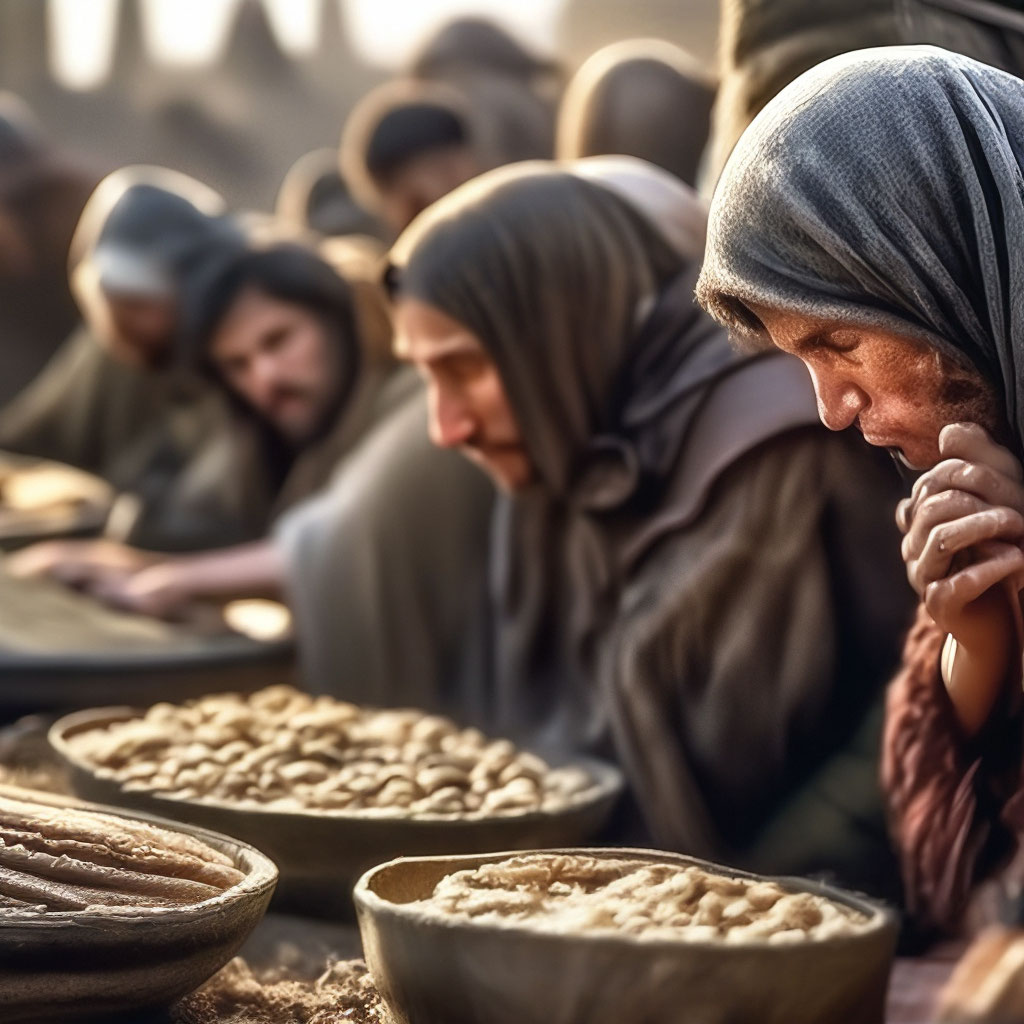 "A terrible famine raged in the measure of human sins for three years ...