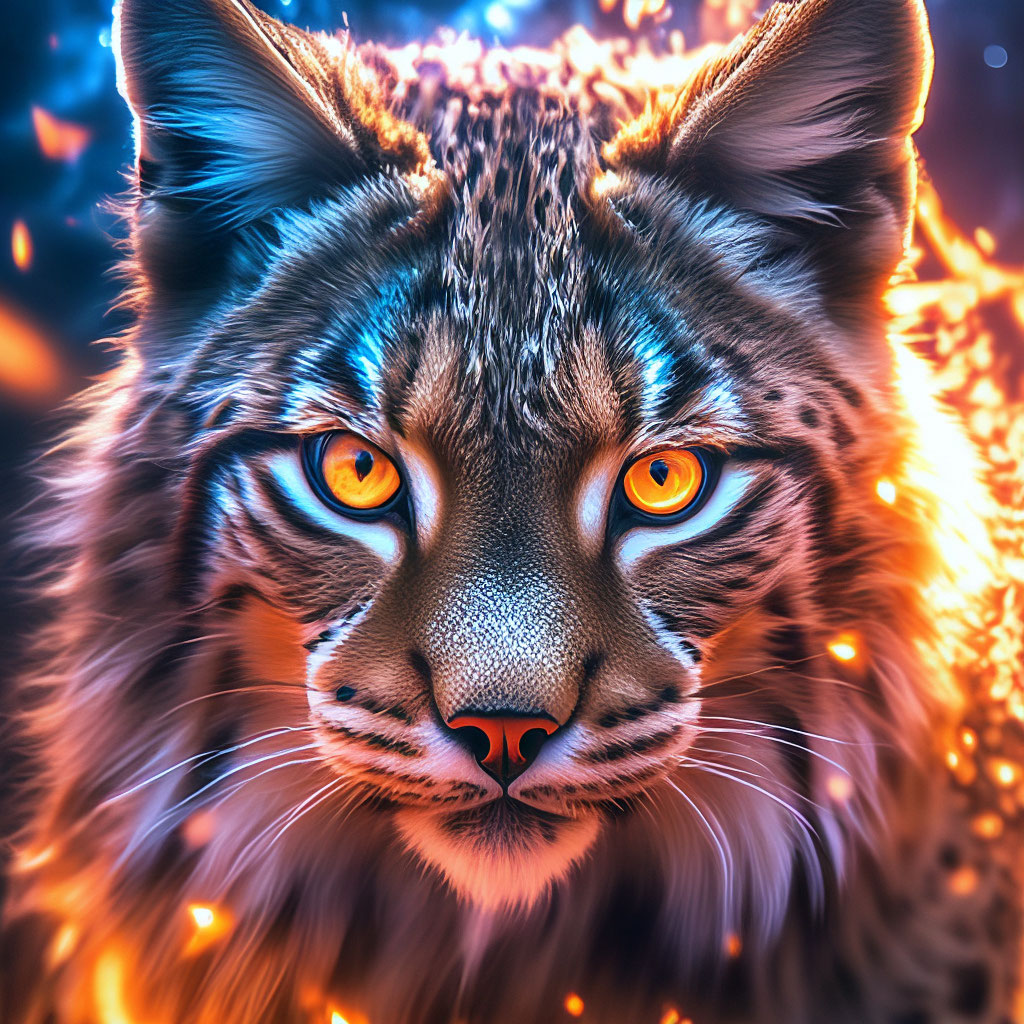 "🔥lynx,fiery eyes, sparkling with flames, realistic,beautiful,realistic ...