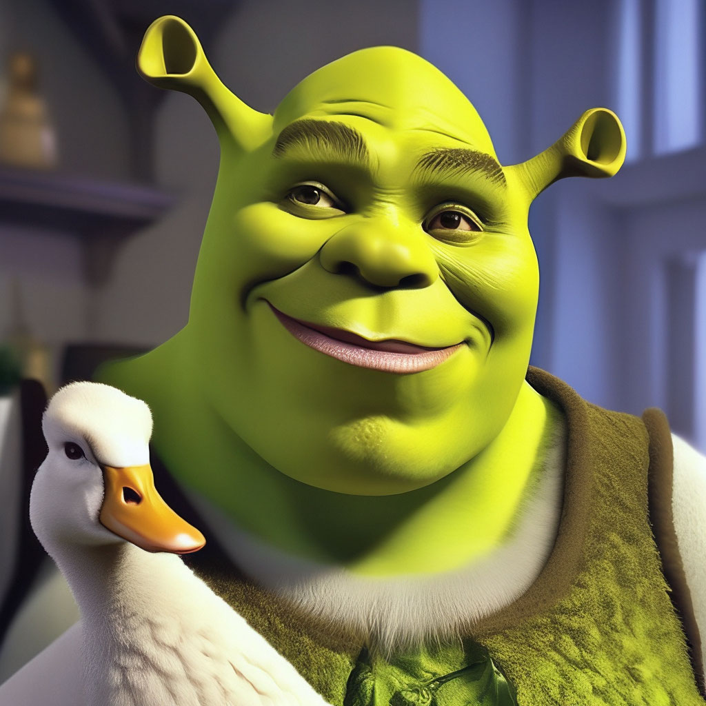 "Shrek keeps a Goose, they are better friends" — image created in Shedevrum
