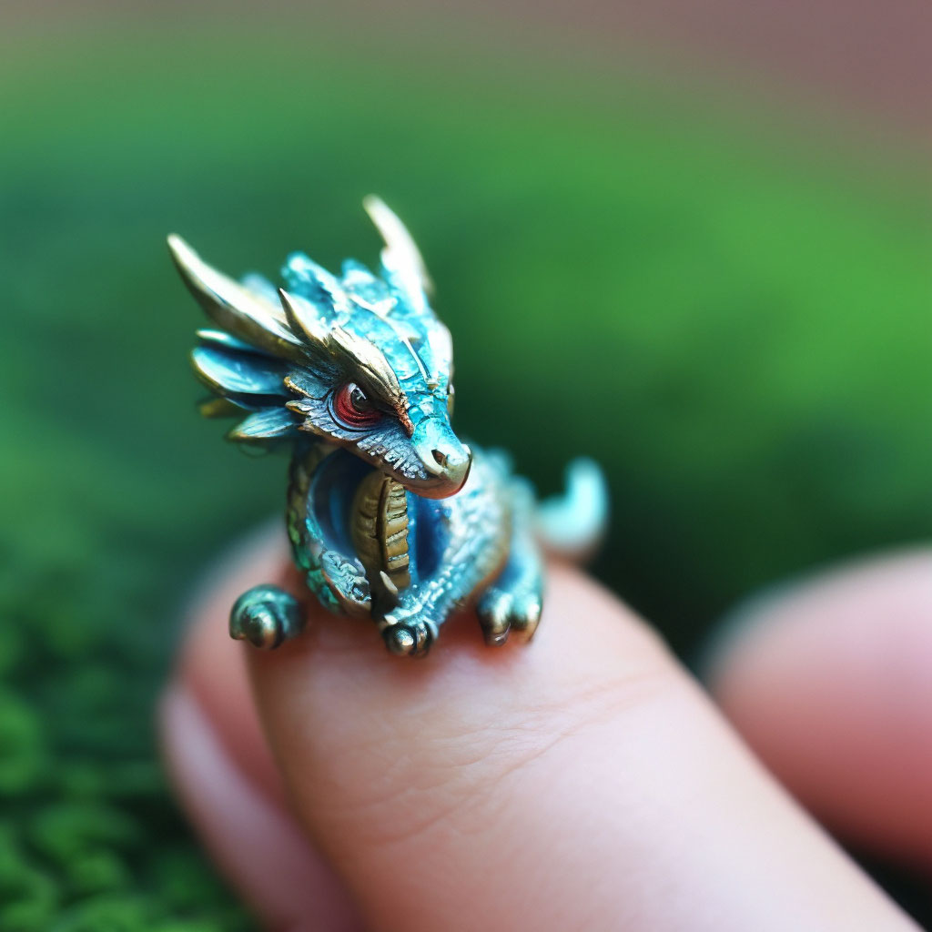 "Mini dragon on the finger" — image created in Shedevrum