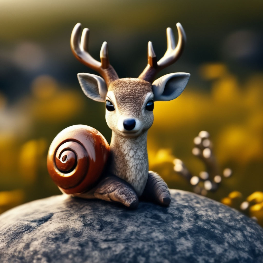 "For 🎁 🍹🥤🧃THE MOST JUICE 🧃🥤🍹 cute hybrid deer + snail on a stone ...