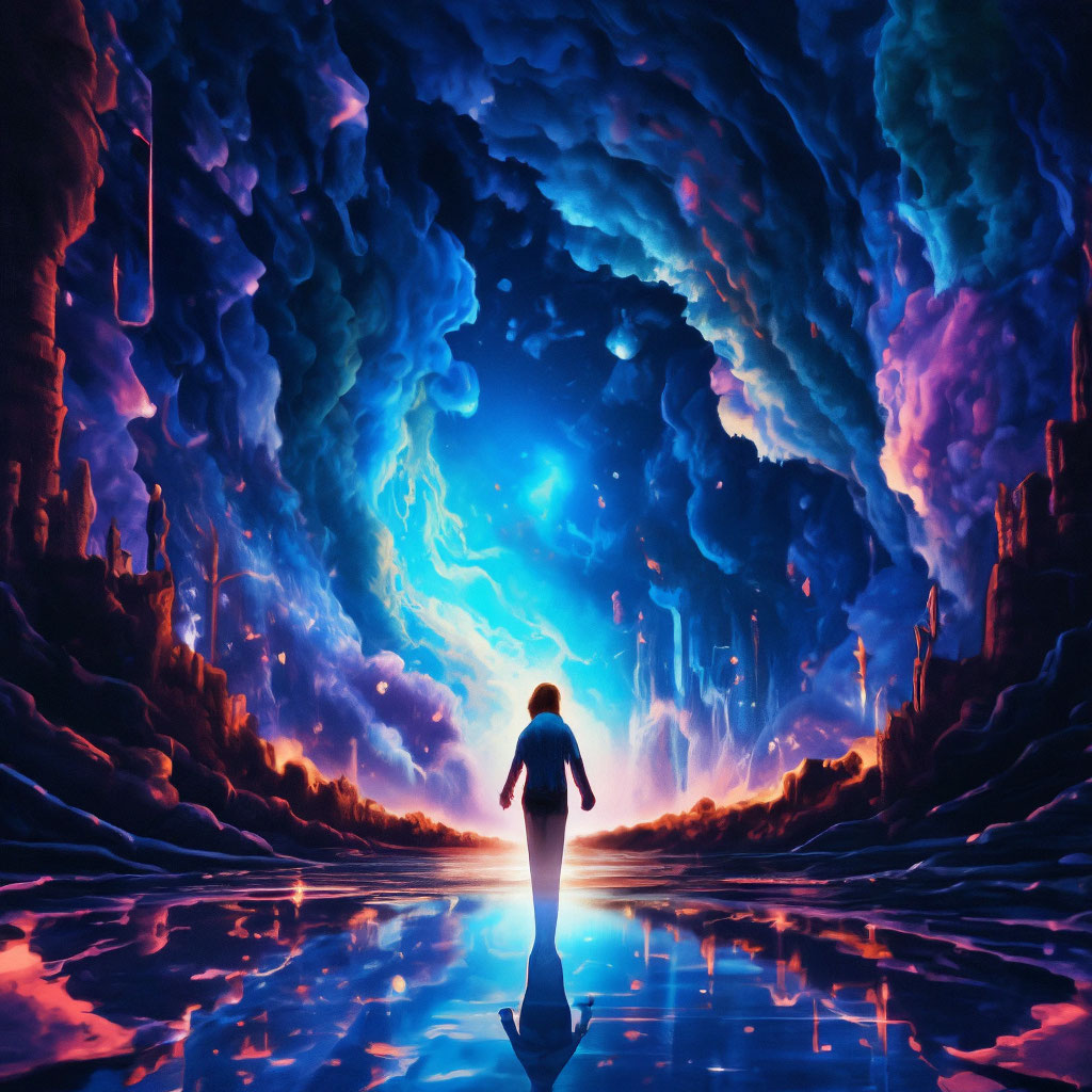 "💙💙Falling into other dimensions💙💙" — image created in Shedevrum