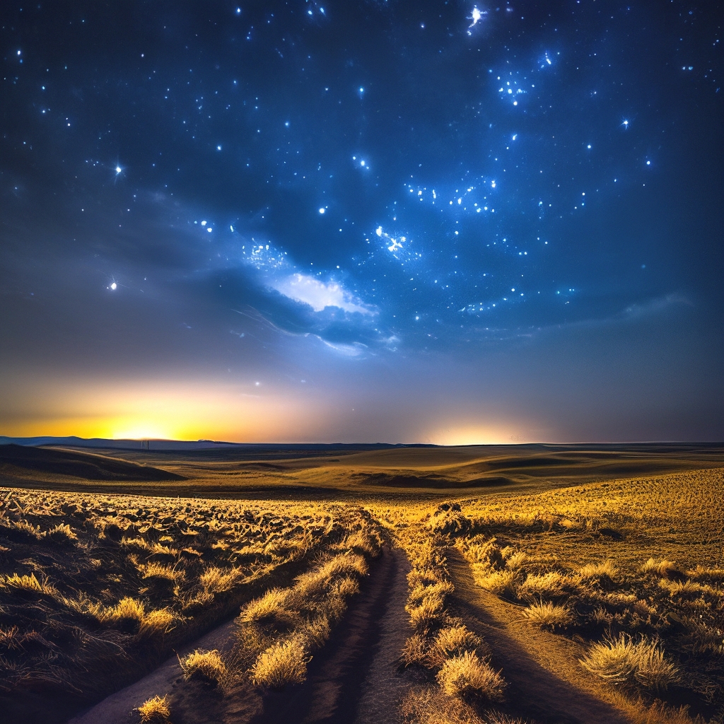 "Steppe, night, stars, professional photo, aesthetically pleasing ...