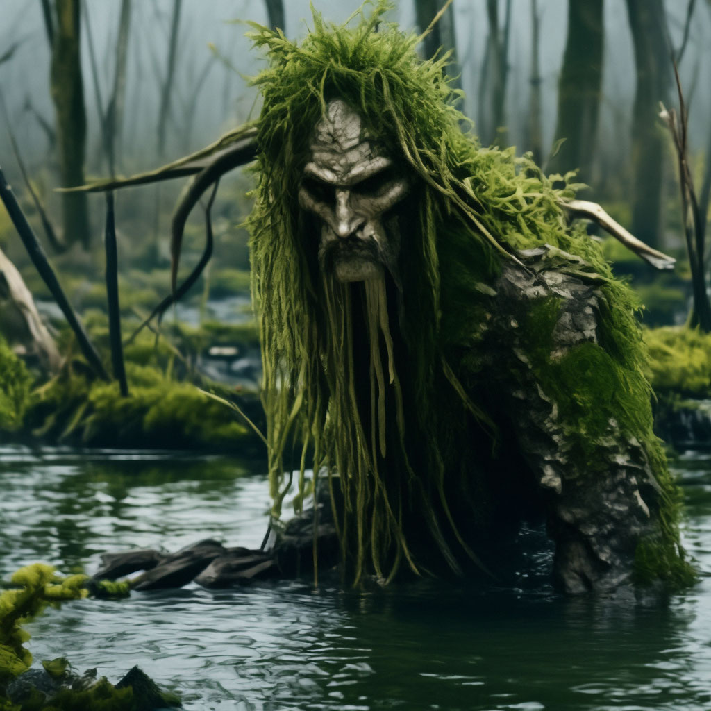 "Leshii near the swamp" — image created in Shedevrum